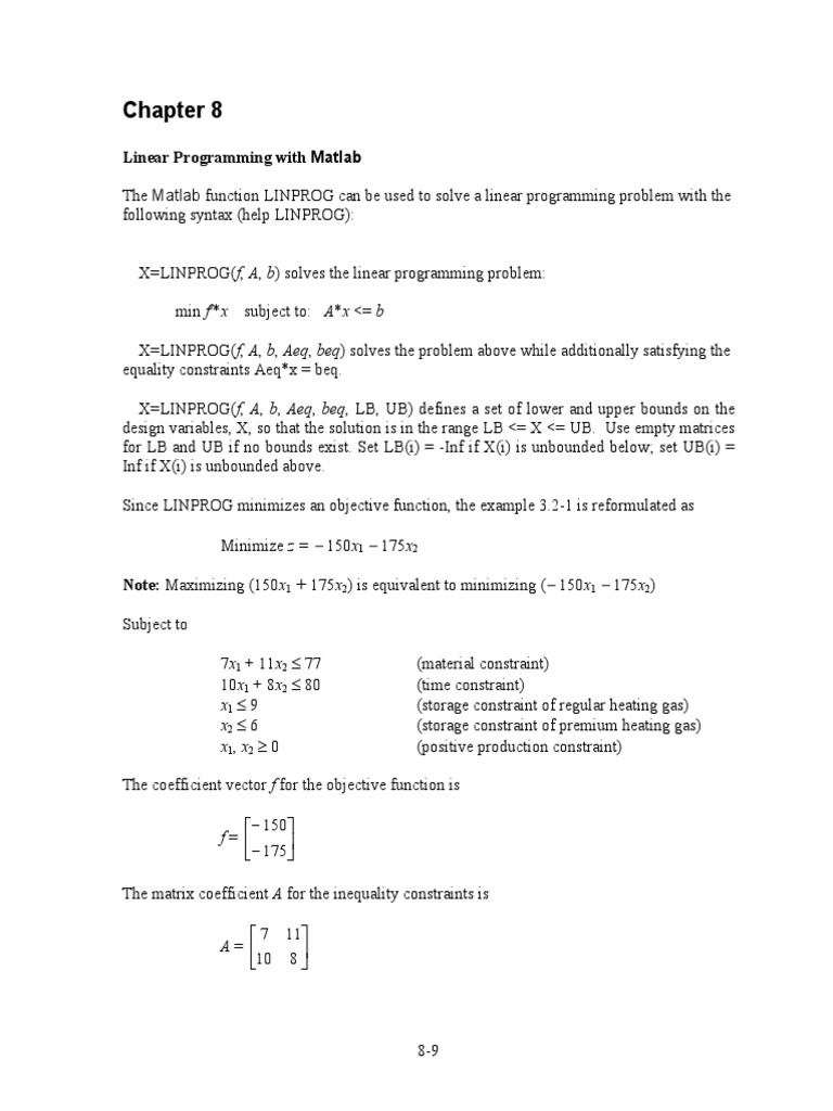 Linear Programming With Matlab: Z 150x 175x 150x 175x | Download Free PDF | Linear Programming ...
