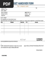Equipment Asset Handover Form | PDF