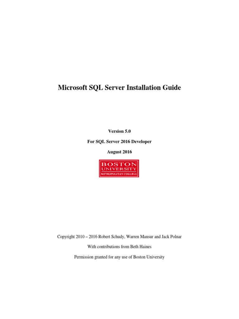 SQL Server 2016 Installation Guide v5 | PDF | Microsoft Sql Server ...