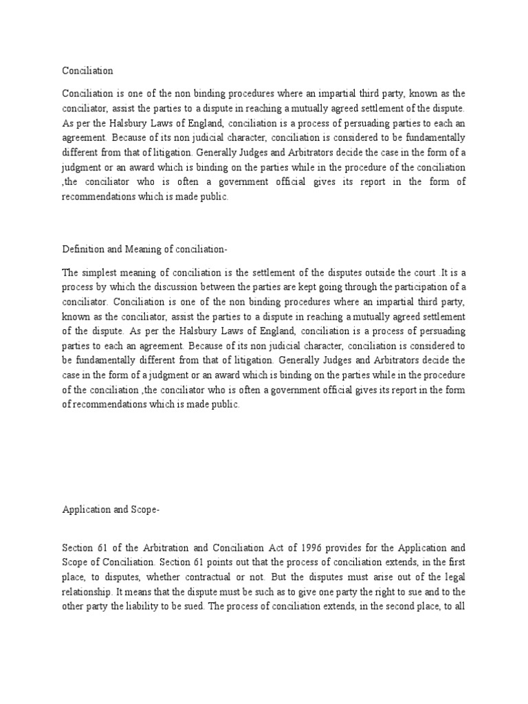 Conciliation Notes | PDF | Arbitration | Settlement (Litigation)