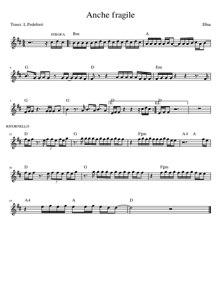 Anche Fragile - Elisa | PDF