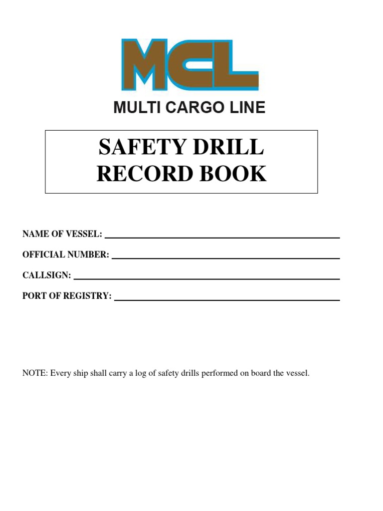 Safety Drill Book MCL | PDF | Ships | Water Transport