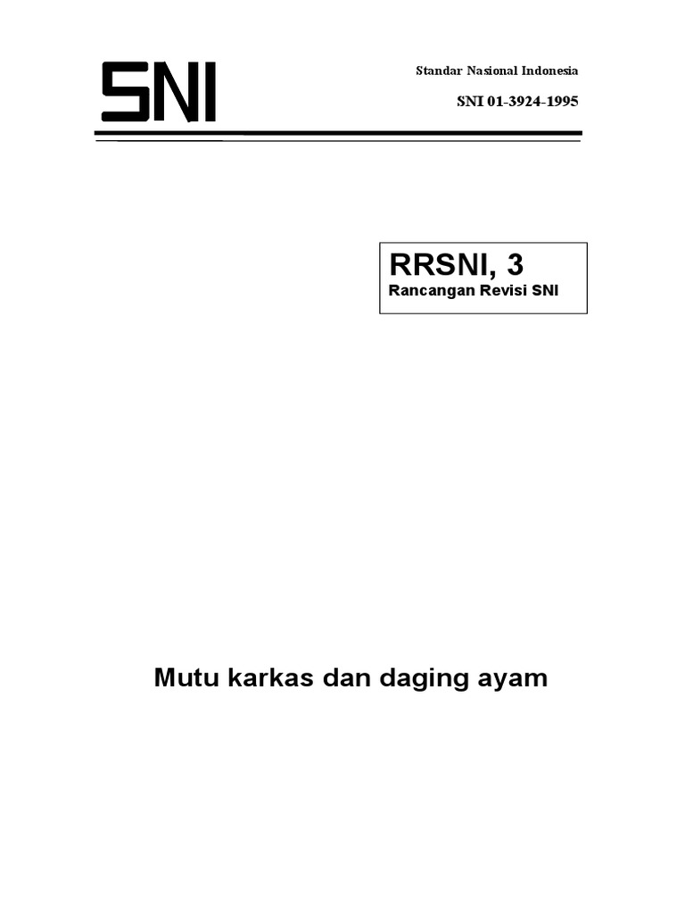 Standar Mutu Karkas Daging Ayam SNI 3924 | PDF