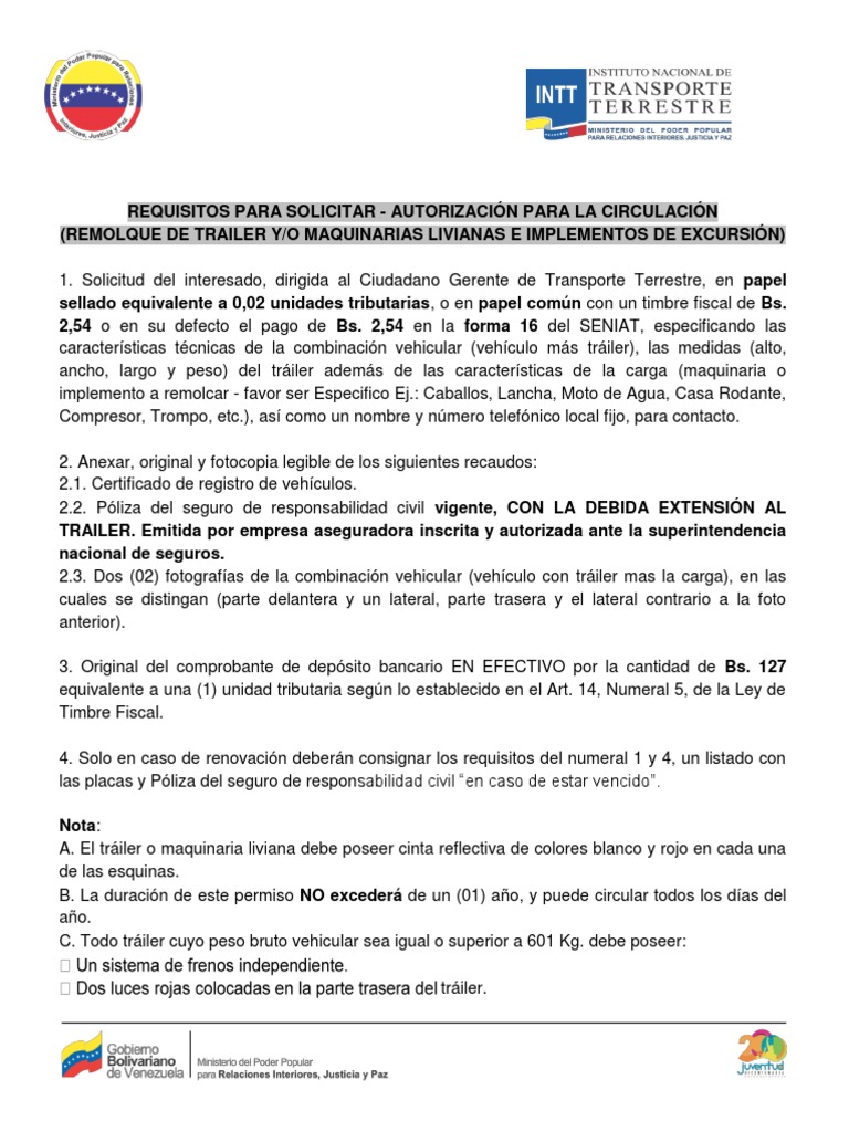 Requisitos para Permiso de Remolque | PDF | Remolque (Vehículo) | Business