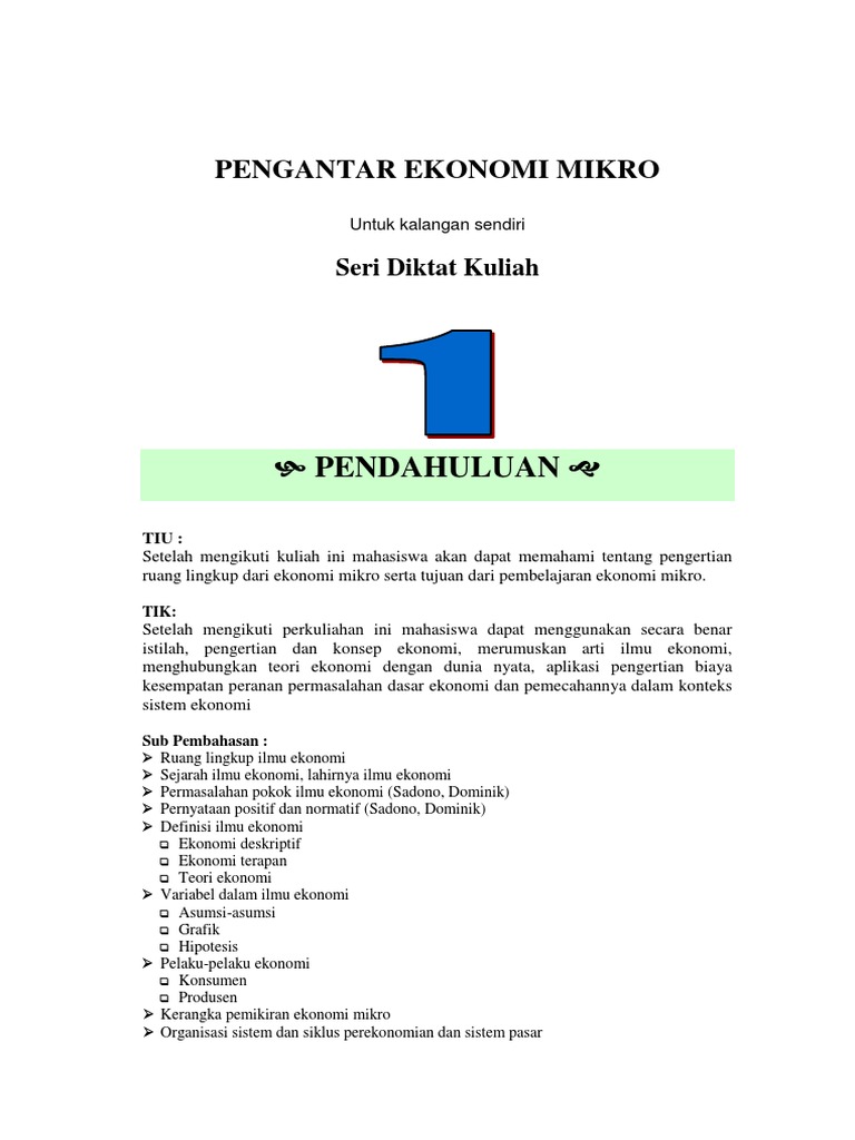 Modul Pengantar Ekonomi Mikro Revisi | PDF