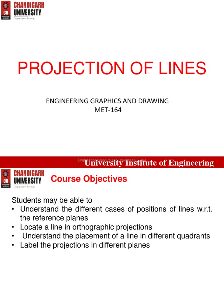 Projection of Lines in Engineering Graphics | PDF | Line (Geometry) | Space