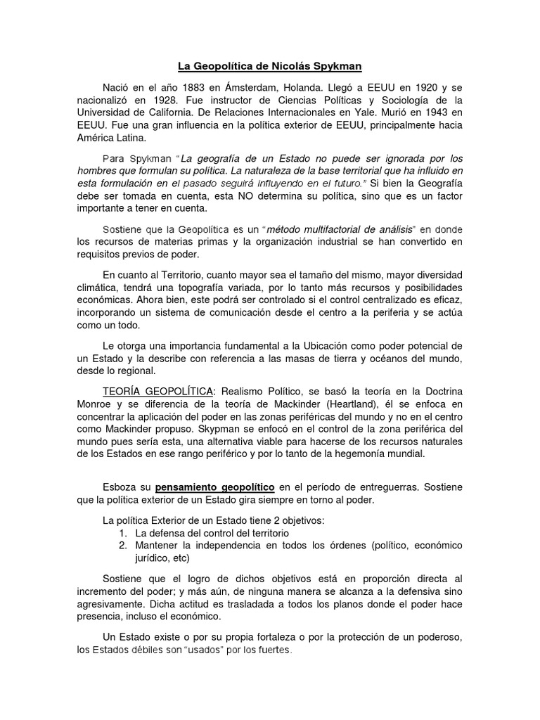 Spykman | PDF | Américas | América del Sur