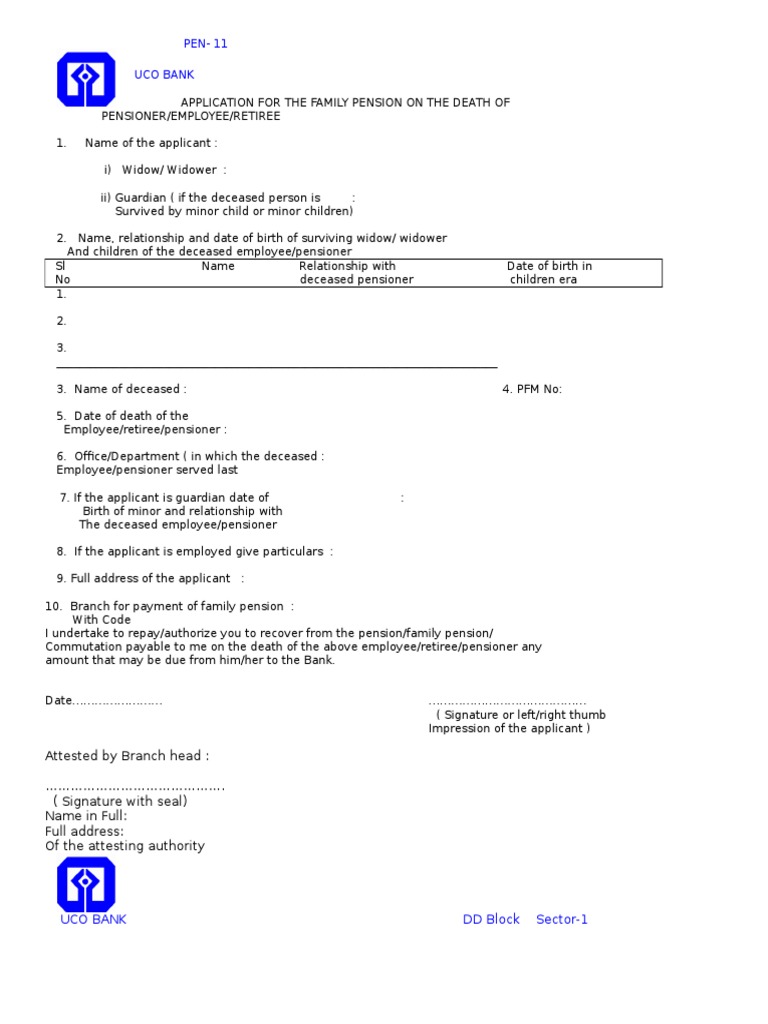 Family Pension Format | PDF | Pension | Inheritance