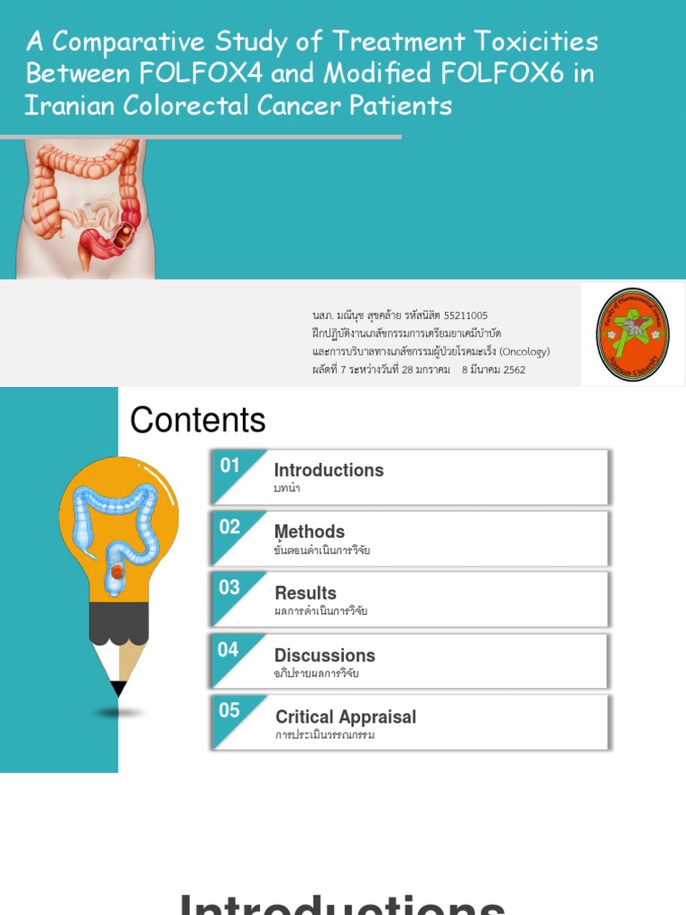 FOLFOX4 vs Modified FOLFOX6 Toxicity Study | PDF | Cancer | Chemotherapy