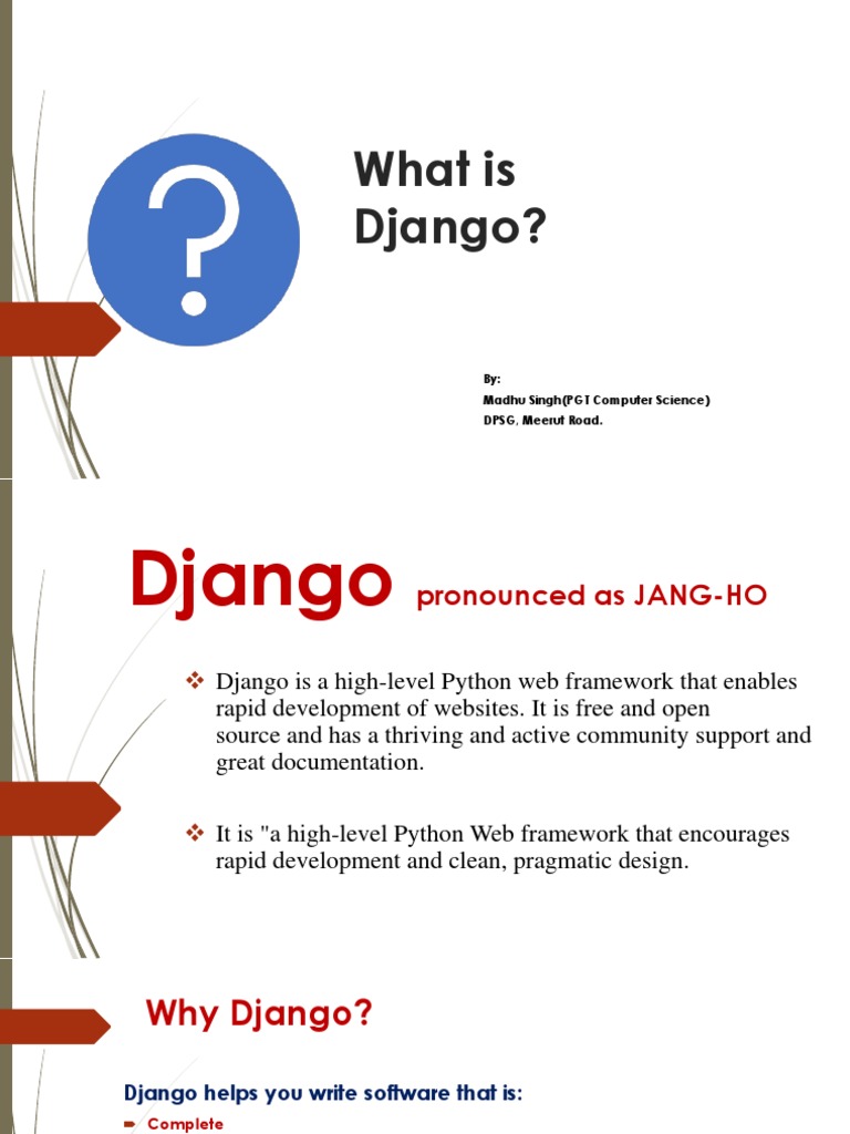 What Is Django?: By: Madhu Singh (PGT Computer Science) DPSG, Meerut Road | PDF | Hypertext ...