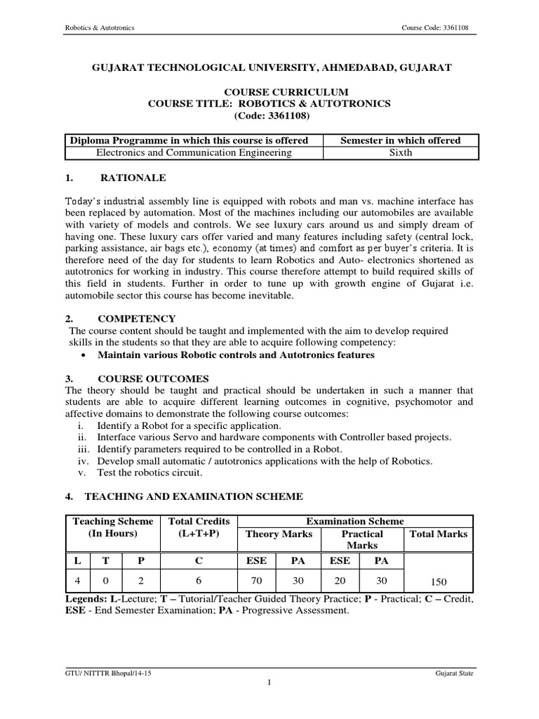 Robotics & Autotronics Course Code: 3361108 | PDF | Control Theory ...