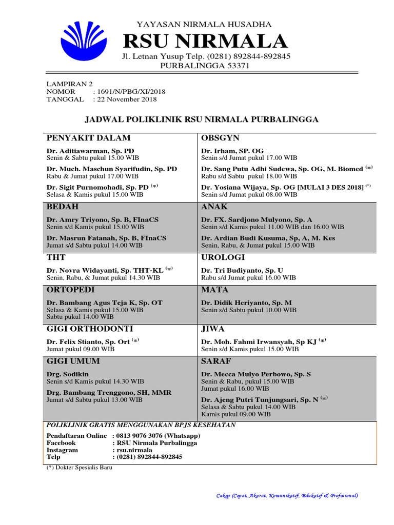 Jadwal Poliklinik PDF | PDF