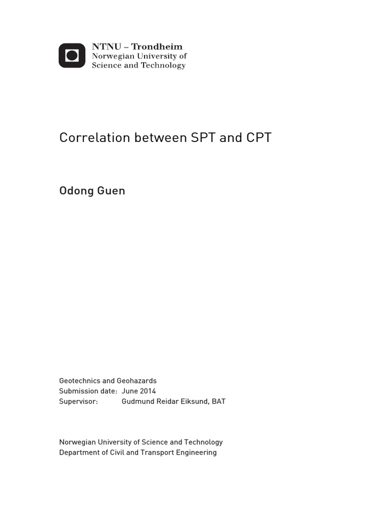 Correlation Between SPT and CPT: Odong Guen | PDF | Soil Mechanics ...