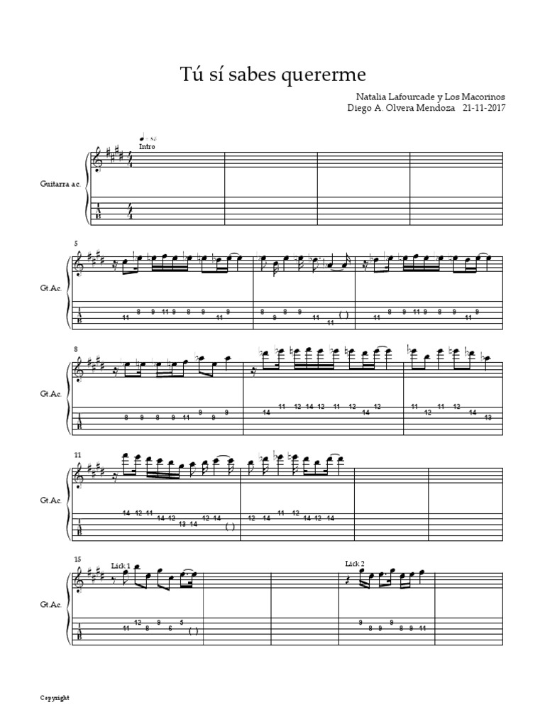 Tu Si Sabes Quererme - Guitarra 1 | PDF | Ocio | Entretenimiento (general)