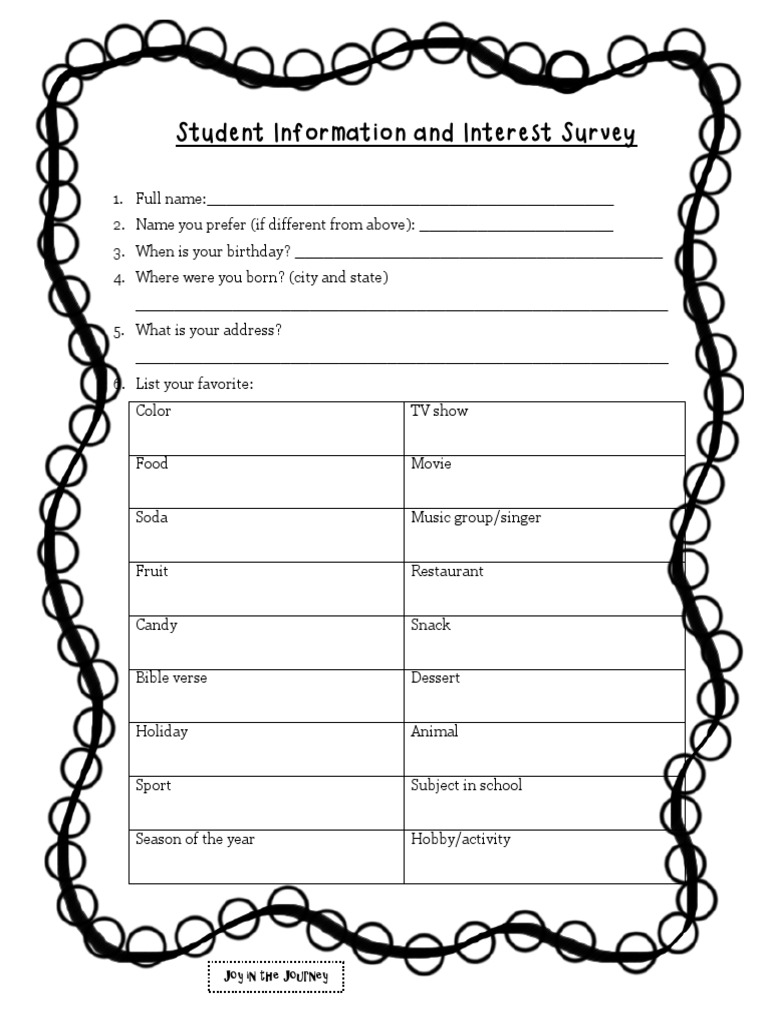 Student Interest Inventory 1 | PDF