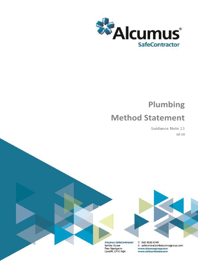 Plumbing Method Statement | PDF | Risk | Occupational Safety And Health