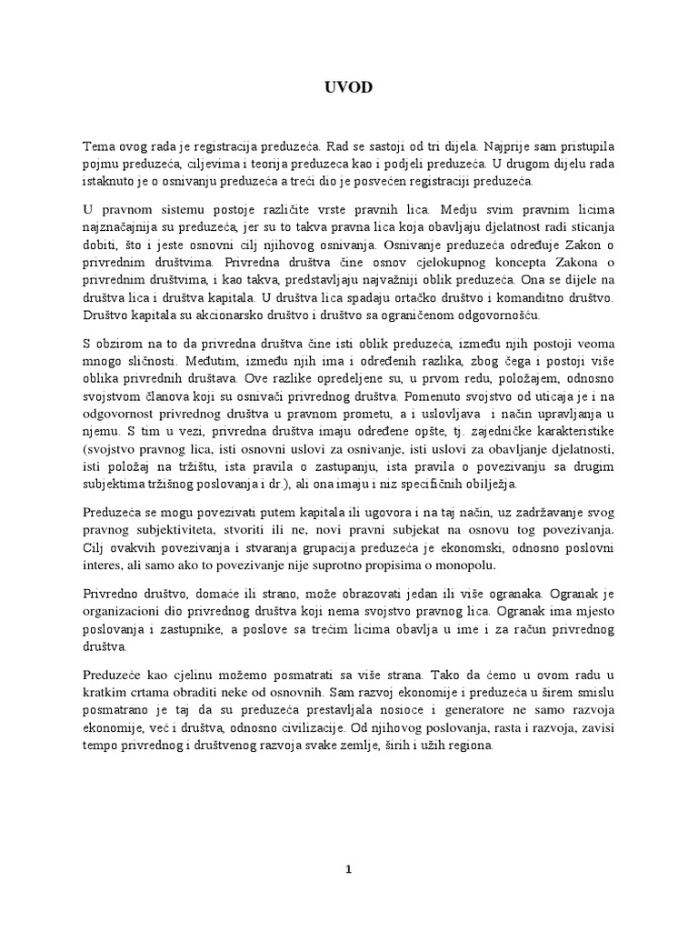 Registracija Preduzeca | PDF
