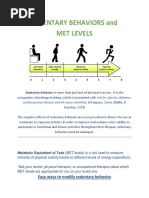 MET Levels for Physical Activities | PDF