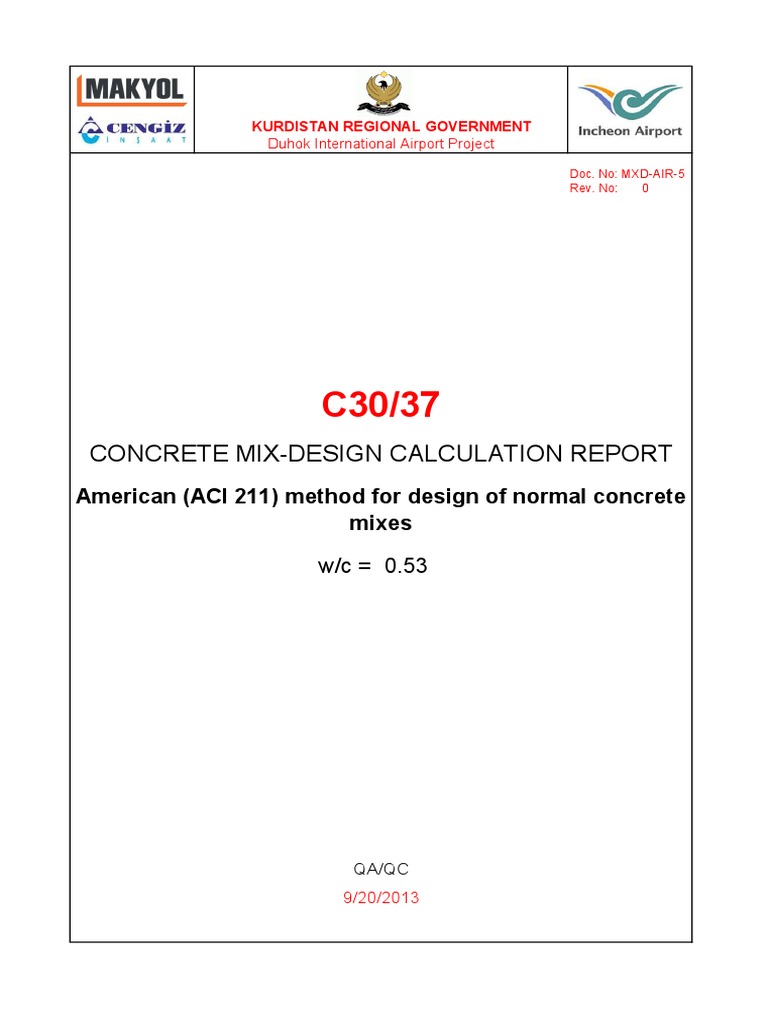 DIA C30 Concrete Mix-Design Report PDF | PDF | Concrete | Cement