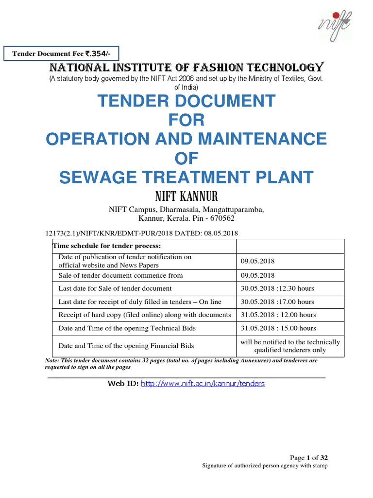 STP Tender Document For 08.05.2018 | PDF | Employment | Business
