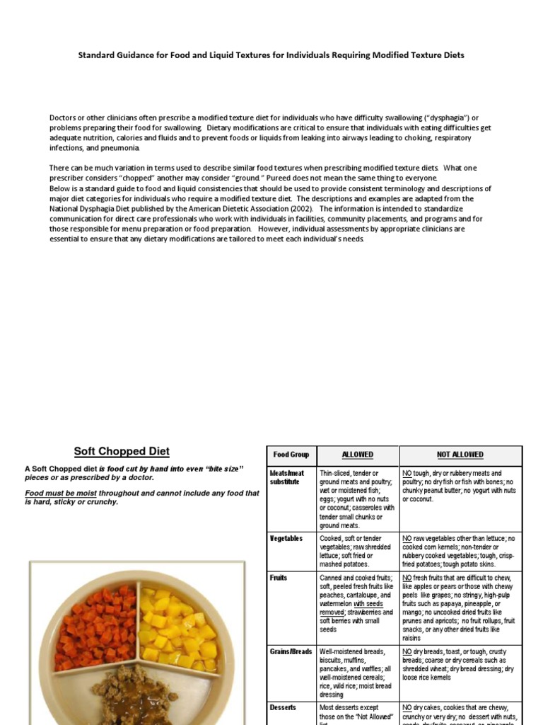 Standard Guidance For Food Consistency | PDF | Desserts | Fruit Preserves