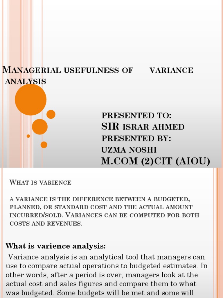 Managerial Usefulness of Variance PPT Final Draft | PDF | Variance | Forecasting