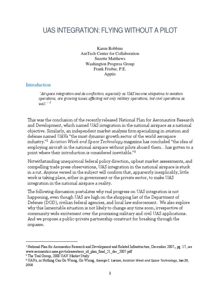 Uas Integration | PDF | Unmanned Aerial Vehicle | Federal Aviation ...