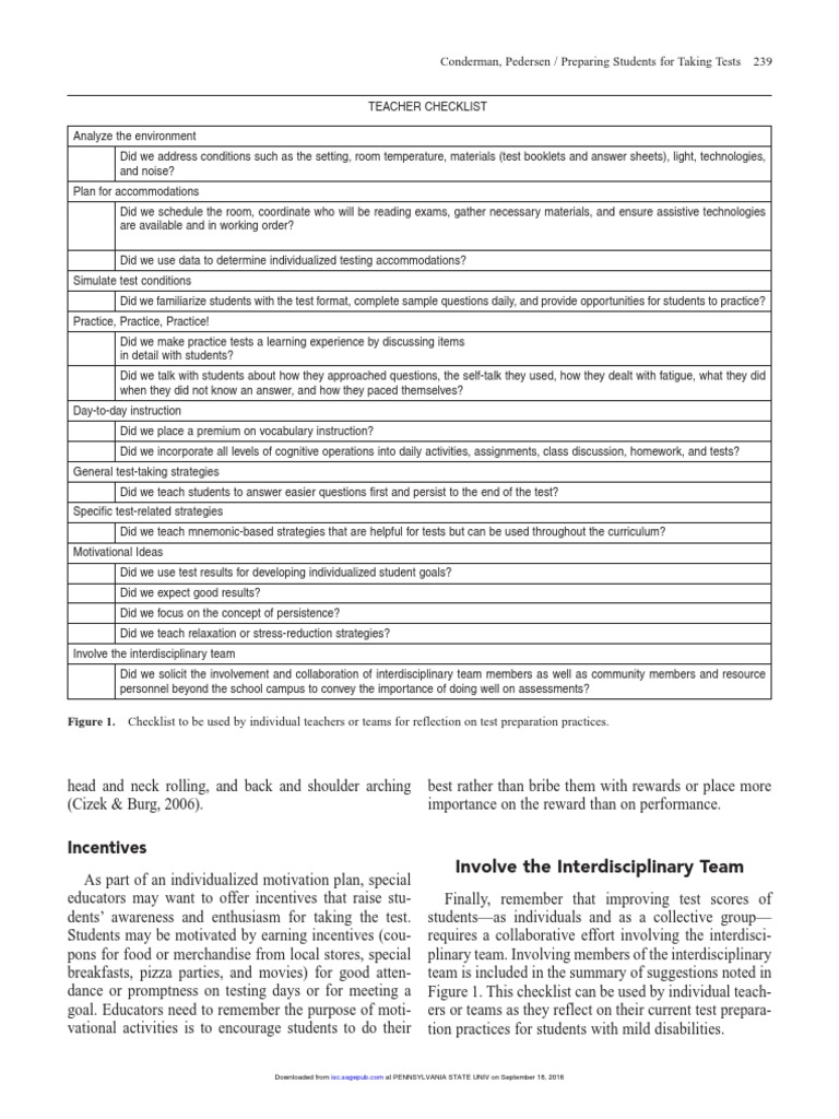 Text Checklist 1 | PDF | Test (Assessment) | Homework