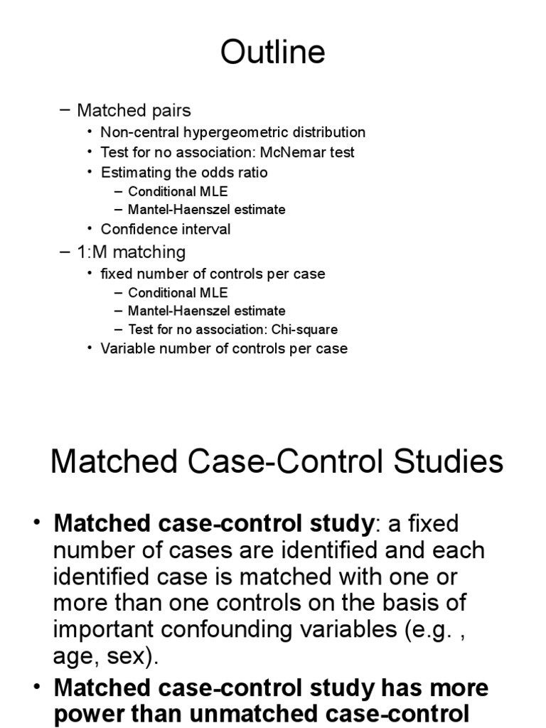 Outline: - Matched Pairs | PDF | Odds Ratio | Confidence Interval