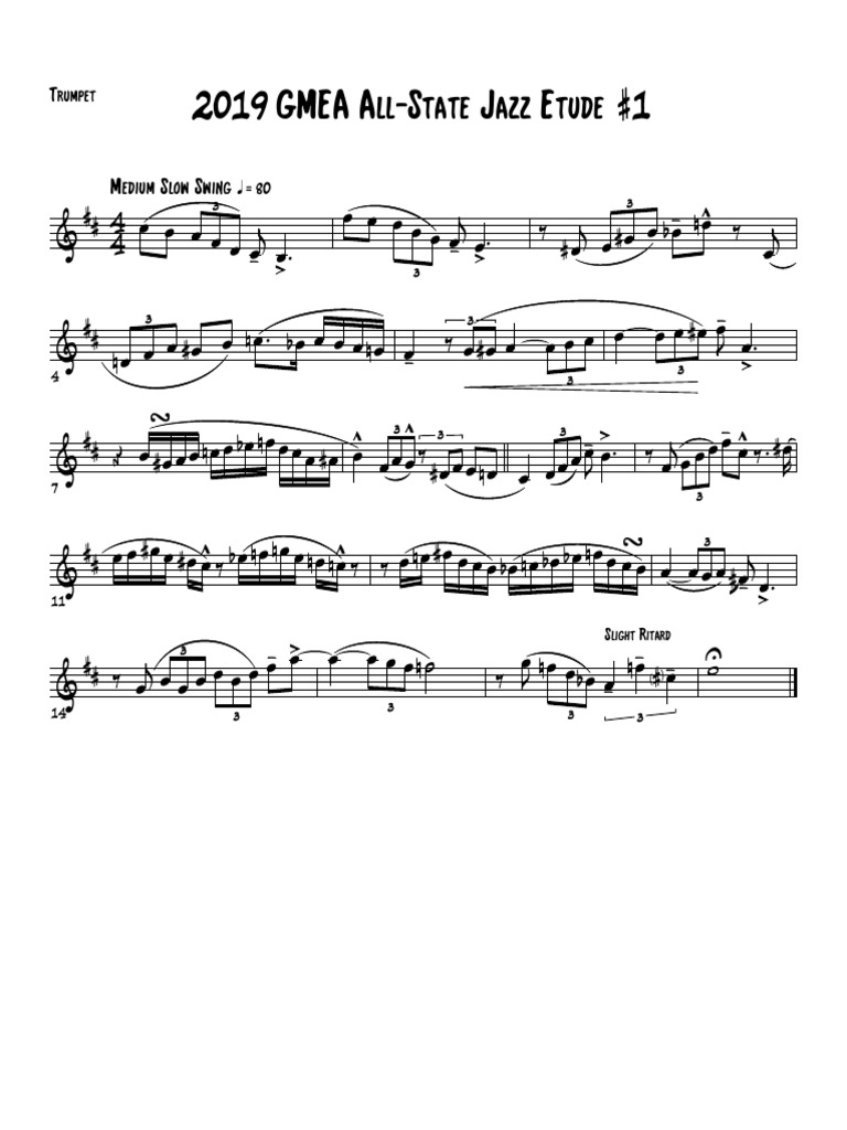 Gmea All State Jazz Etude Trumpet 1 2019 | PDF