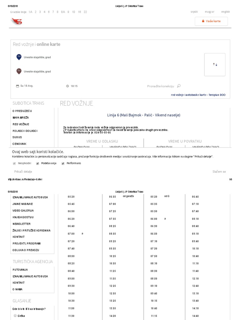 Linija 6 - JP Subotica Trans | PDF