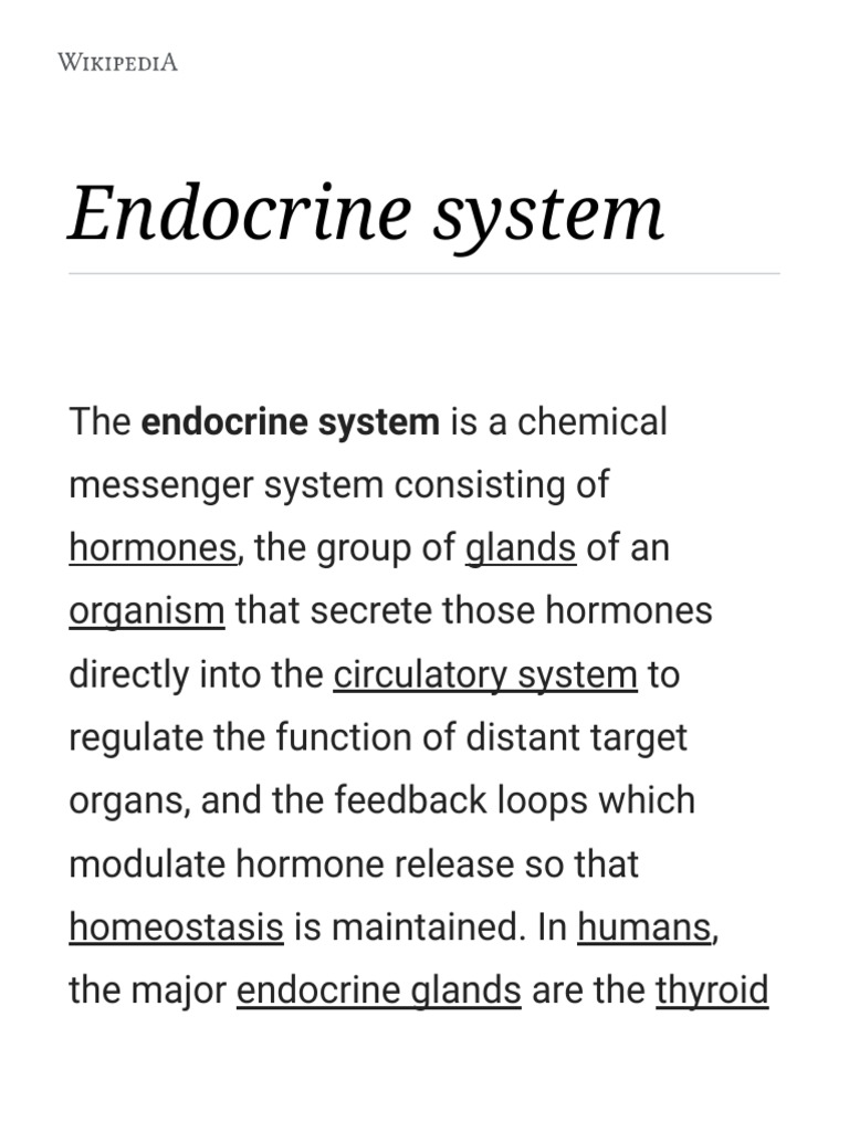 Endocrine System - Wikipedia | PDF | Endocrine System | Hormone