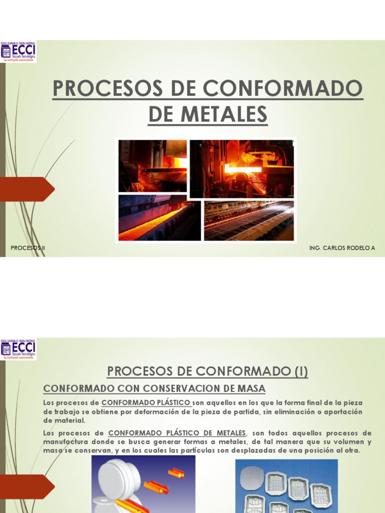 Procesos De Conformado De Metales: Ing. Carlos Rodelo A Procesos Ii ...