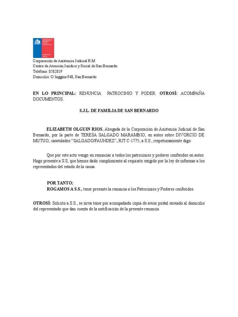 Revoca Patrocinio y Poder Modelo C-1775-2015 | PDF