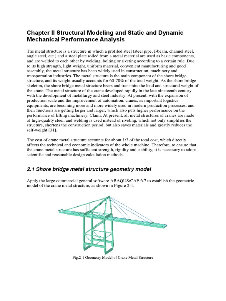 Structural Modeling and Static and Dynamic Mechanical Performance ...