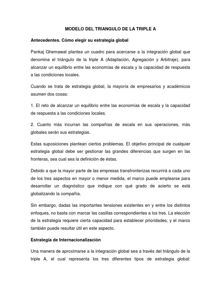 Modelo Del Triangulo de La Triple A | PDF | Arbitraje | Mercado (economía)