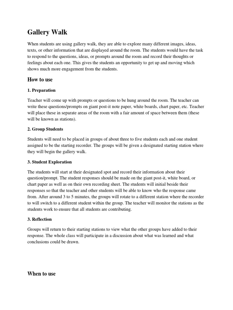 Gallery Walk | PDF | Pedagogy | Cognitive Science