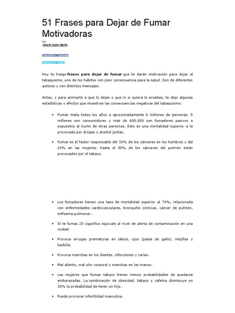 51 Frases para Dejar de Fumar Motivadoras | PDF | Fumar tabaco | Adicción