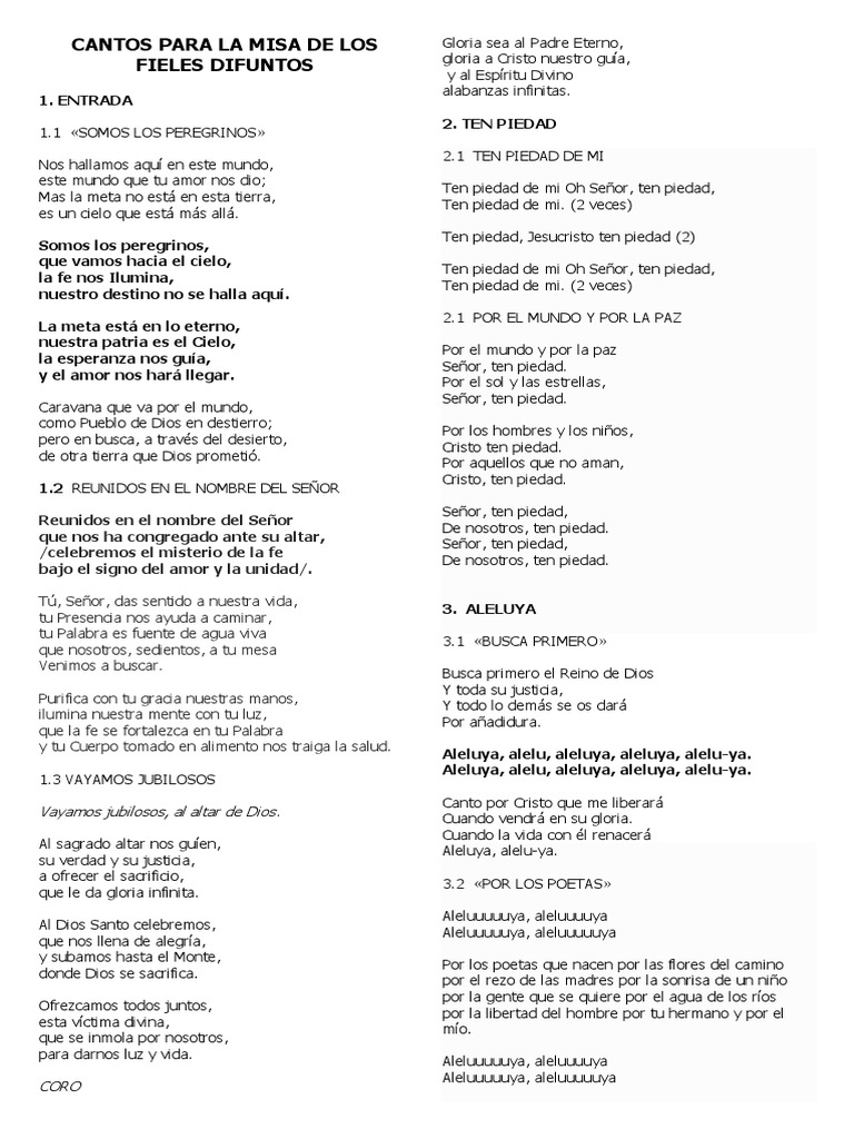 Cantos Celebracion Fieles Difuntos 2016 | PDF | María, madre de Jesús | Cristo (título)