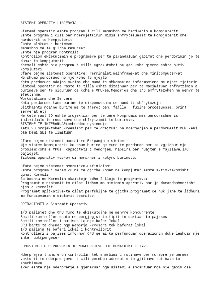 Sistemet Operative Ligj 1-2 | PDF