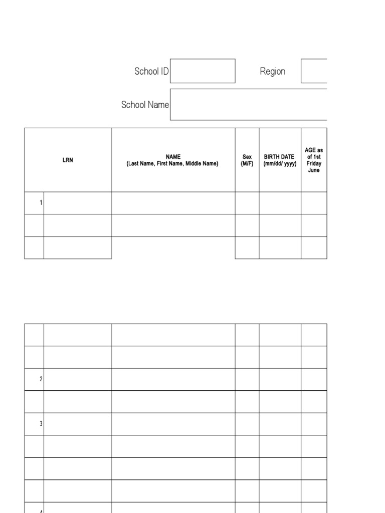 School Form 1 (SF 1) School Register | Download Free PDF | Disability ...