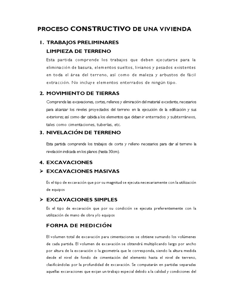 Proceso Constructivo de Una Vivienda | PDF | Fundación (Ingeniería ...