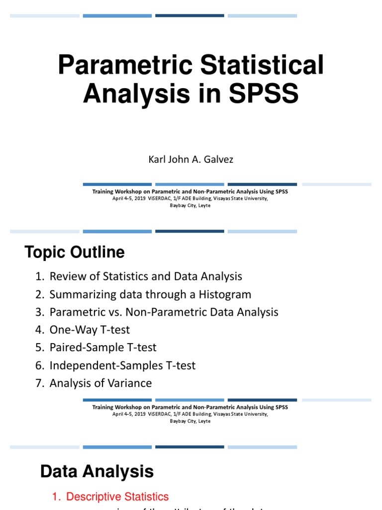 Parametric Statistical Analysis in SPSS | PDF | P Value | Student's T Test