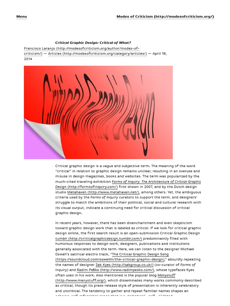 Critical Graphic de Ign: Critical of What? | Download Free PDF | World ...