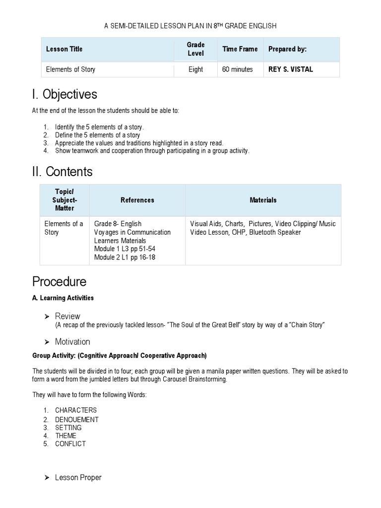 Semi-Detailed Lesson Plan in Grade 8 English | PDF | Lesson Plan ...