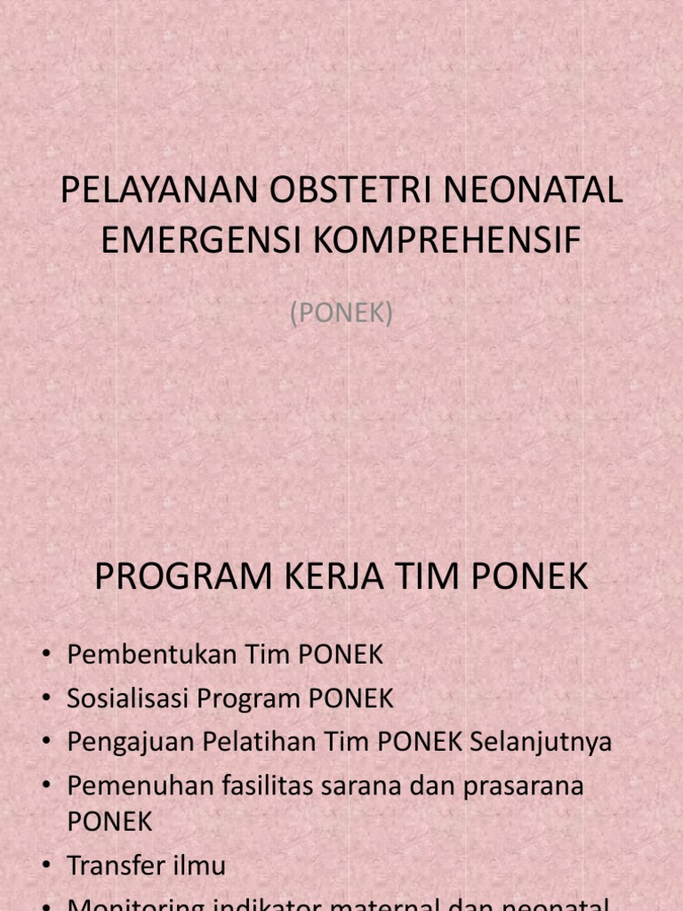Pelayanan Obstetri Neonatal Emergensi Komprehensif | PDF