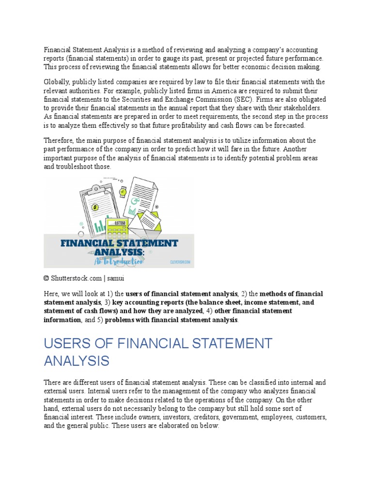 Users of Financial Statement Analysis | PDF | Book Value | Net Income