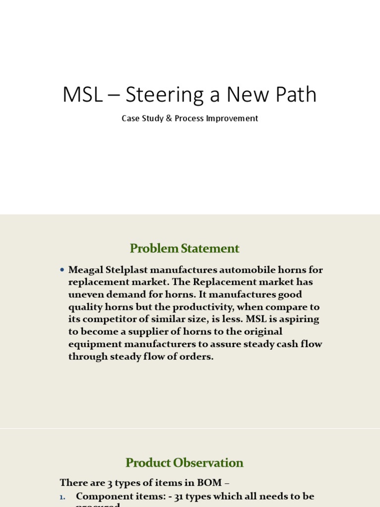 MSL Case Study: Process Improvement Strategies | PDF | Piece Work ...