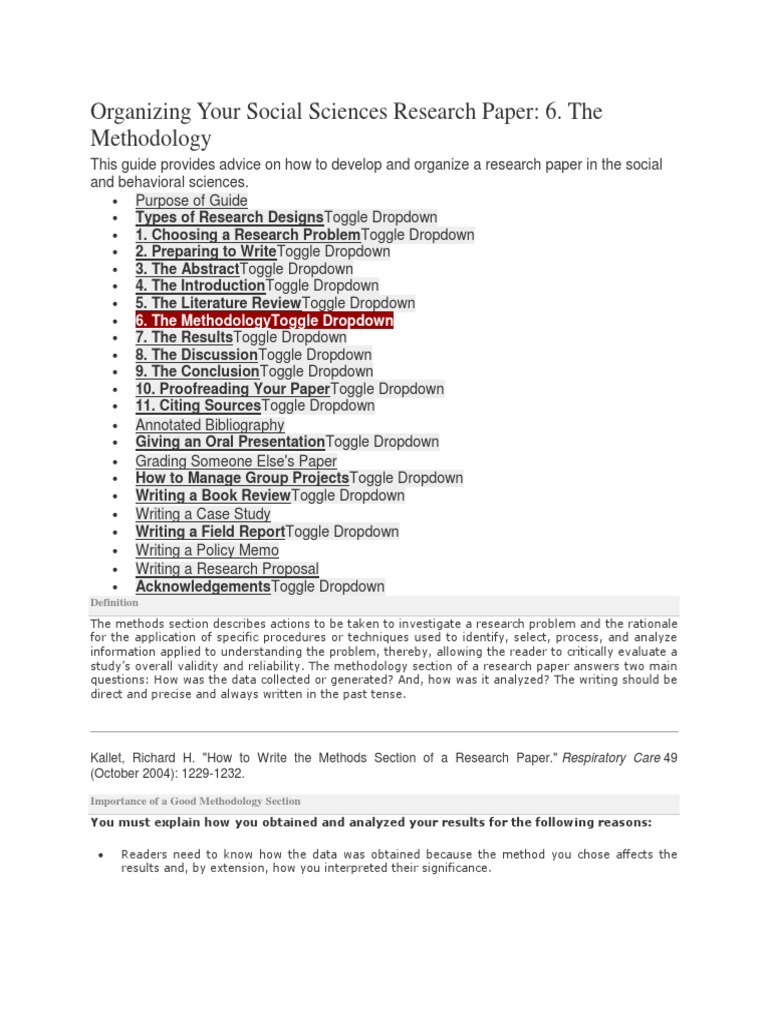 Organizing Your Social Sciences Research Paper: 6. The Methodology ...