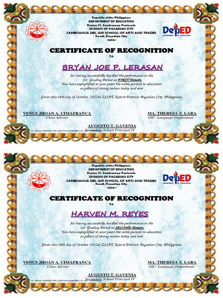 Certificate of Recog | PDF